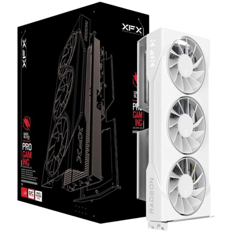 „XFX Swift AMD Radeon RX 9060 XT OC“ balta žaidimų vaizdo plokštė su ...