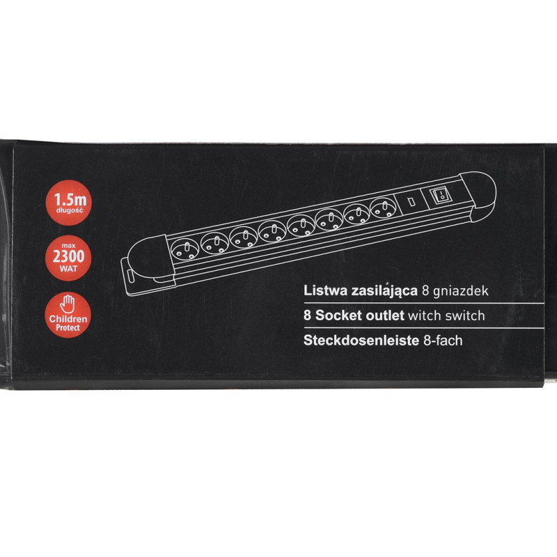 Maclean MCE11 power extension 1.5 m 8 AC outlet(s) Indoor Black ...