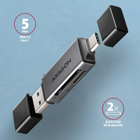 MEMORY READER USB-C+USB3.2 2SL SD MICROSD CRE-DAC AXAGON | Marsietis.lt