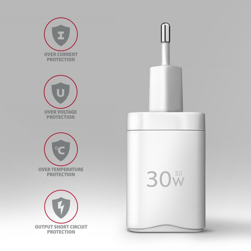 MOBILIOJO ĮKROVIMO SIENĖ USB-C 30W 1PORT WHITE ACU-PD30W AXAGON ...