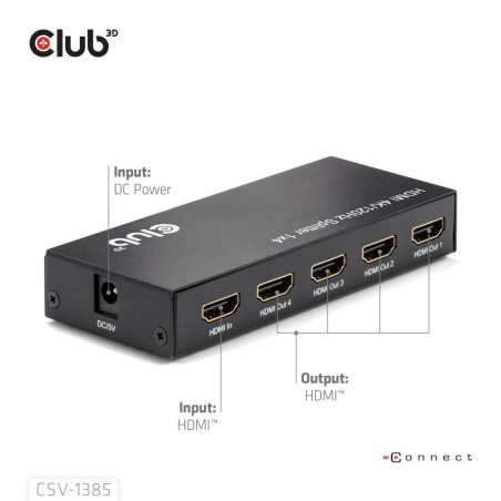 VIDEO SPLITTER HDMI 4PORT 4K 120HZ CSV-1385 CLUB3D | Marsietis.lt
