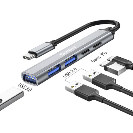 Sandberg 336-50 USB-C to 3xUSB-A+2xUSB-C Saver | Marsietis.lt