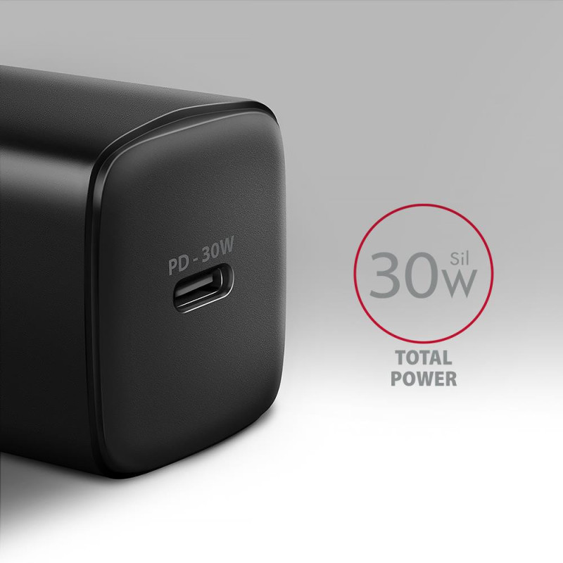MOBILIOJO ĮKROVIMO SIENĖ USB-C 30W 1PORT BLACK ACU-PD30 AXAGON ...
