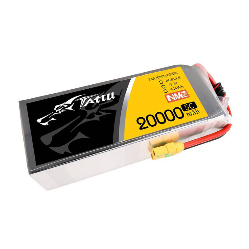 „Tattu NMC 20000mAh 22.2V 5C 6S1P“ lipo akumuliatorių blokas su XT90-S ...