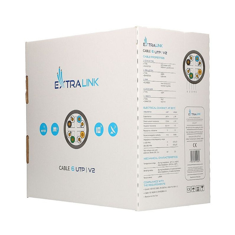 EXTRALINK CAT6 UTP U UTP V2 INDOOR TWISTED PAIR 305M | Marsietis.lt