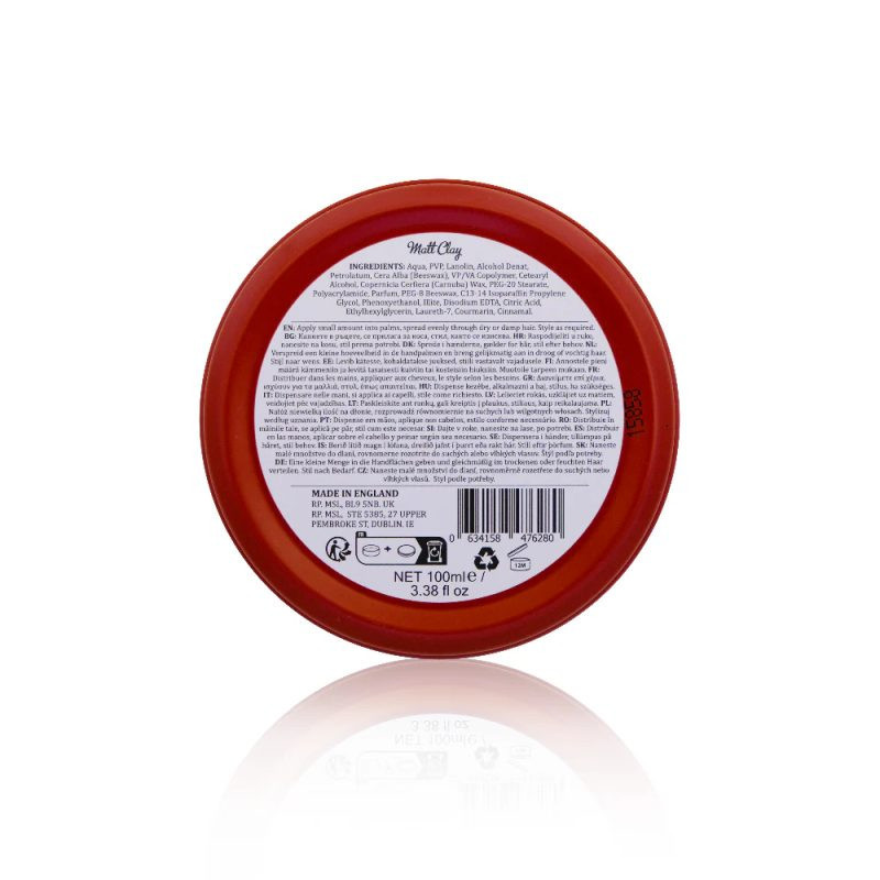 Matt Clay Stiprios fiksacijos, matinis plaukų modeliavimo molis, 100 ml ...
