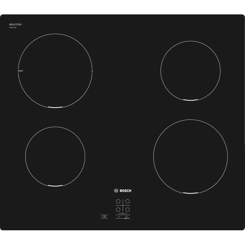 Hob - Bosch Serie 2 PUG611AA5E 60 Cm Black Countertop 4 Zones Induction ...