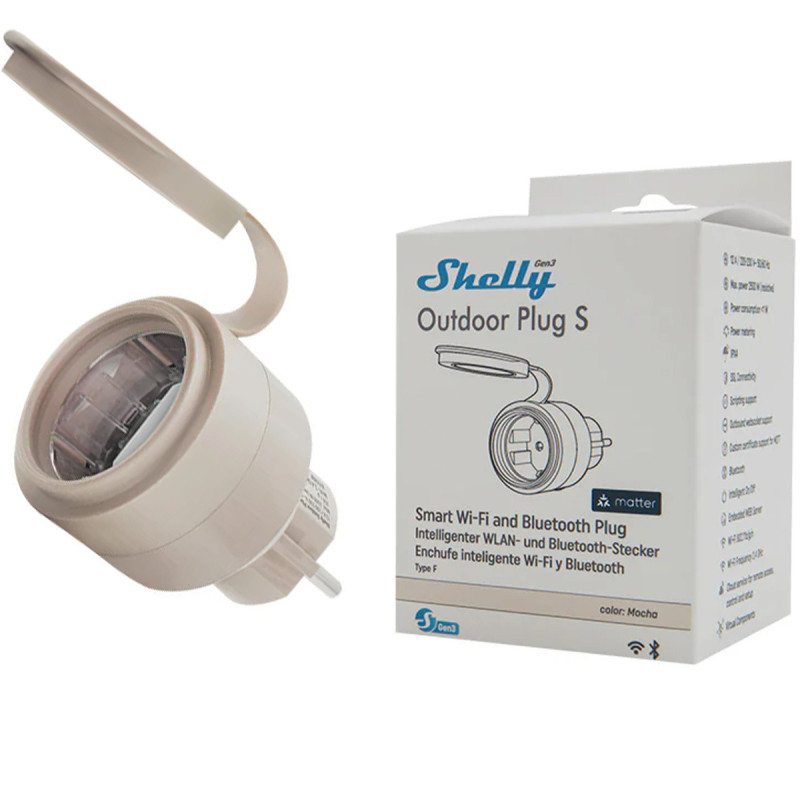 „Shelly Plug S MTR Gen3 IP44“ 12A išmanusis lauko lizdas | Marsietis.lt