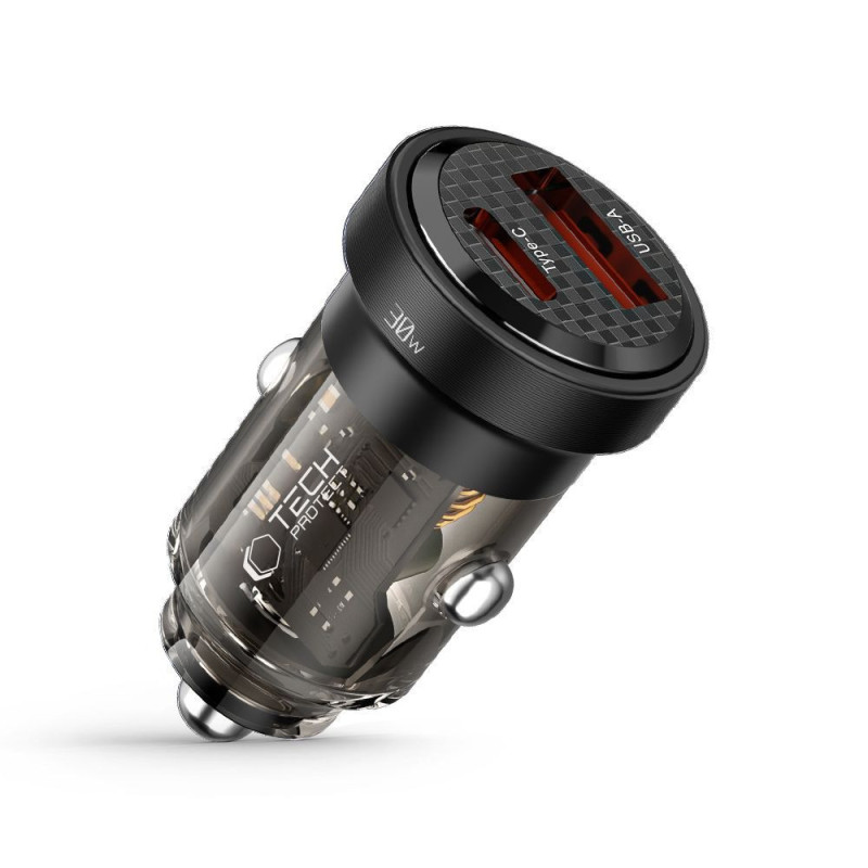Tech-Protect CC30W automobilinis įkroviklis USB-C PD 30W USB-A QC 3.0 ...
