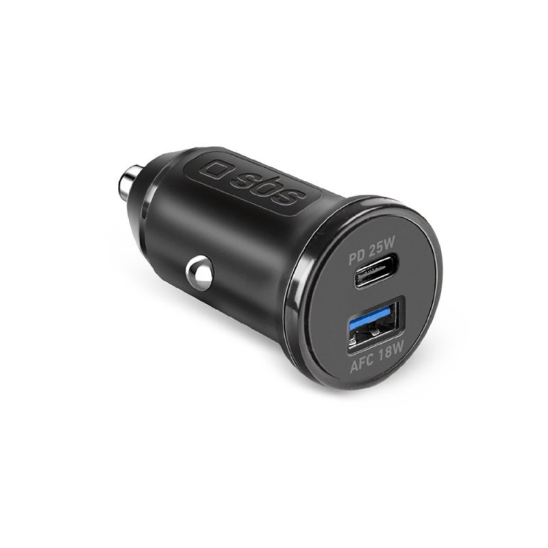 SBS TECRPD25W Car Charger 25W USB-A USB-C with Power Delivery - Black ...