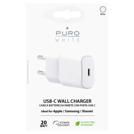 Puro White 20W Power Delivery USB-C Wall Charger - White | Marsietis.lt