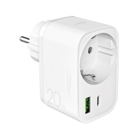 „Puro“ 20 W maitinimo įkroviklis su „Schuko“ kištuku ir lizdu 1x USB-C ...