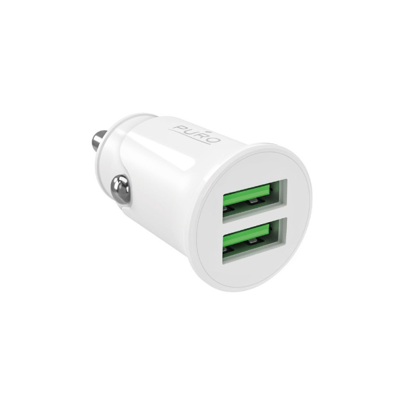 „Puro Pro Lite“ automobilinis įkroviklis, 2 x USB-A, 10 W, baltas ...