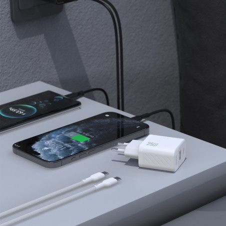 Dudao A26TCEU PD QC 25W GaN USB-A USB-C Wall Charger with USB-C Cable ...