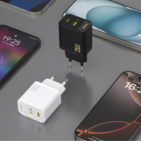 Dudao A26TCEU PD QC 25W GaN USB-A USB-C Wall Charger with USB-C Cable ...