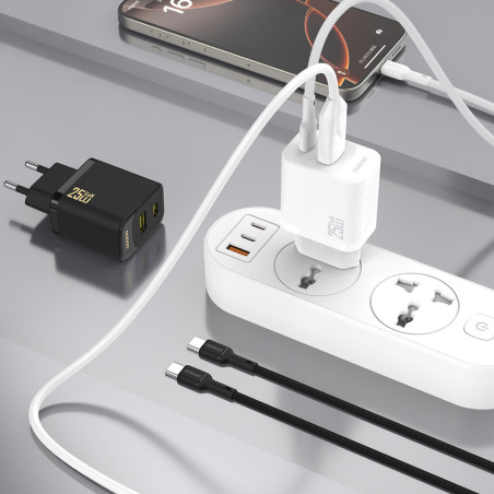 Dudao A26TCEU PD QC 25W GaN USB-A USB-C Wall Charger with USB-C Cable ...