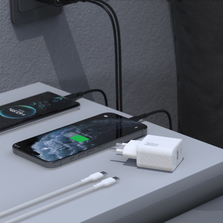 Dudao A27TCEU PD 30W GaN USB-A USB-C Wall Charger with USB-C Cable ...