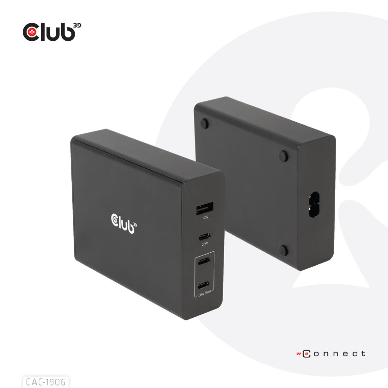 MOBILUSIS KELIONINIS ĮKROVIKLIS USB-C 132W GAN CAC-1906 CLUB3D ...