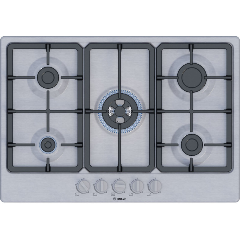 Gas Hob - Bosch Serie 4 PGQ7B5K90 75cm 5 Zones Stainless Steel ...