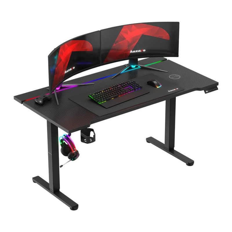 Huzaro Hero 8.7 RGB elektrinis žaidimų stalas – juodas | Marsietis.lt