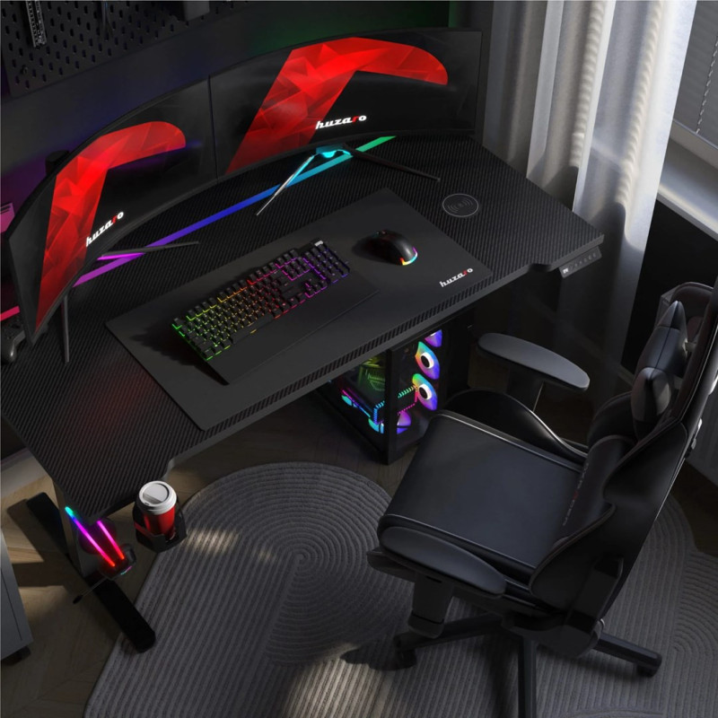 Huzaro Hero 8.7 RGB elektrinis žaidimų stalas – juodas | Marsietis.lt