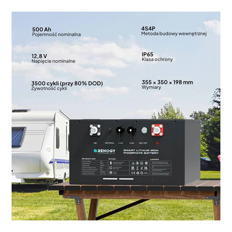 „Renogy LiFePO4 12V 500Ah Pro“ išmanusis akumuliatorius su „Bluetooth ...