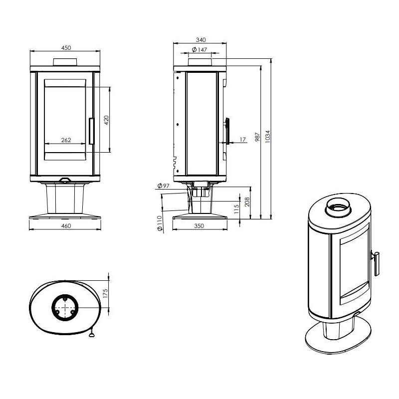 Solid fuel stove NORDFLAM AUGUSTA, 7.8 kW | Marsietis.lt