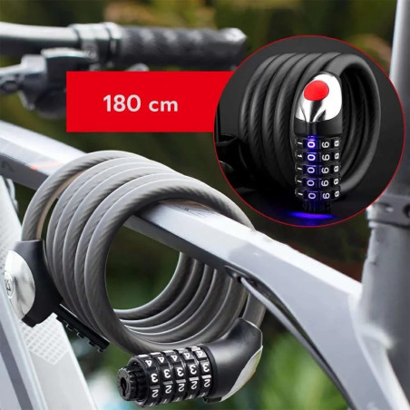 Rockbros RKS531 bike lock with 5-digit code, steel cable, 180 cm, with ...